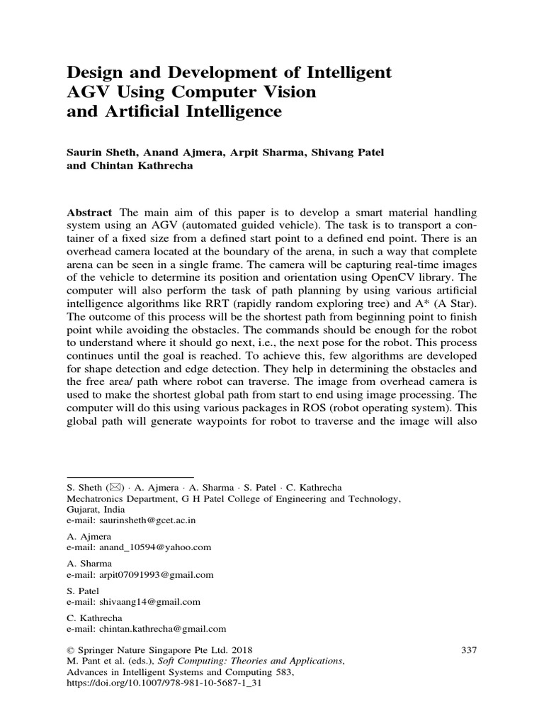Design and Development of Intelligent AGV Using Computer Vision and ...