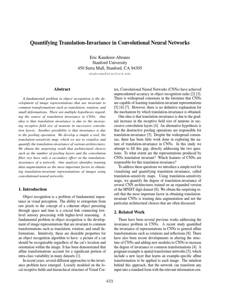 Quantifying Translation-Invariance in Convolutional Neural Networks | PDF | Machine Learning ...