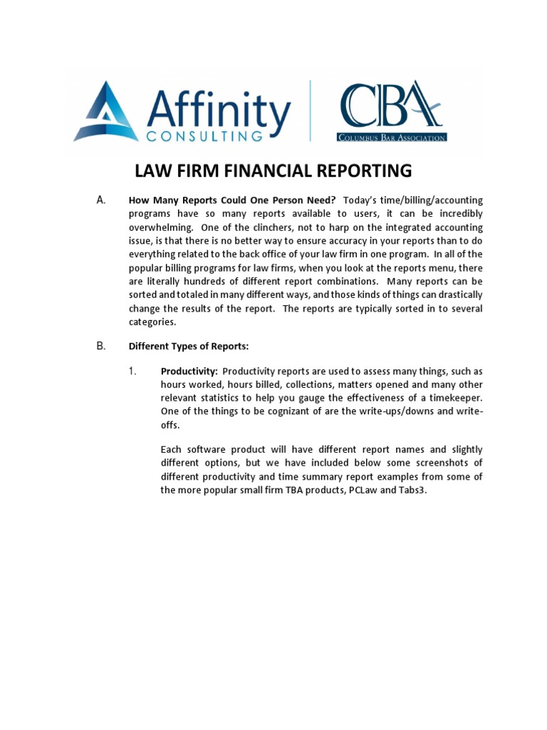 Law Firm Financial Reporting: How Many Reports Could One Person Need ...