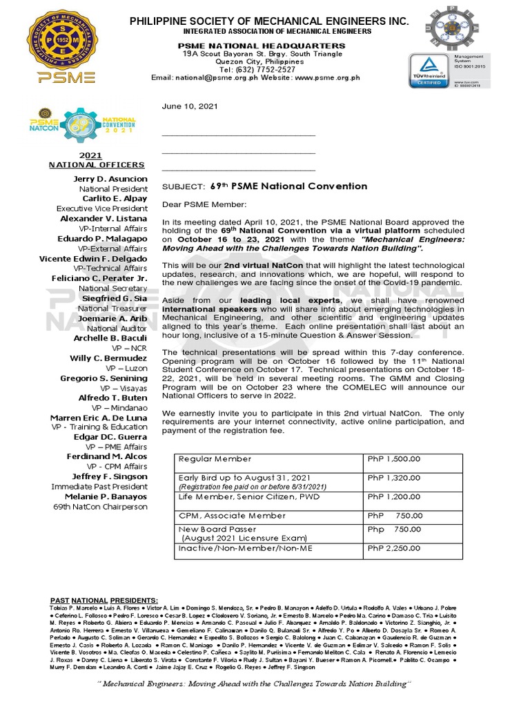 Philippine Society of Mechanical Engineers Inc.: 69 PSME National ...