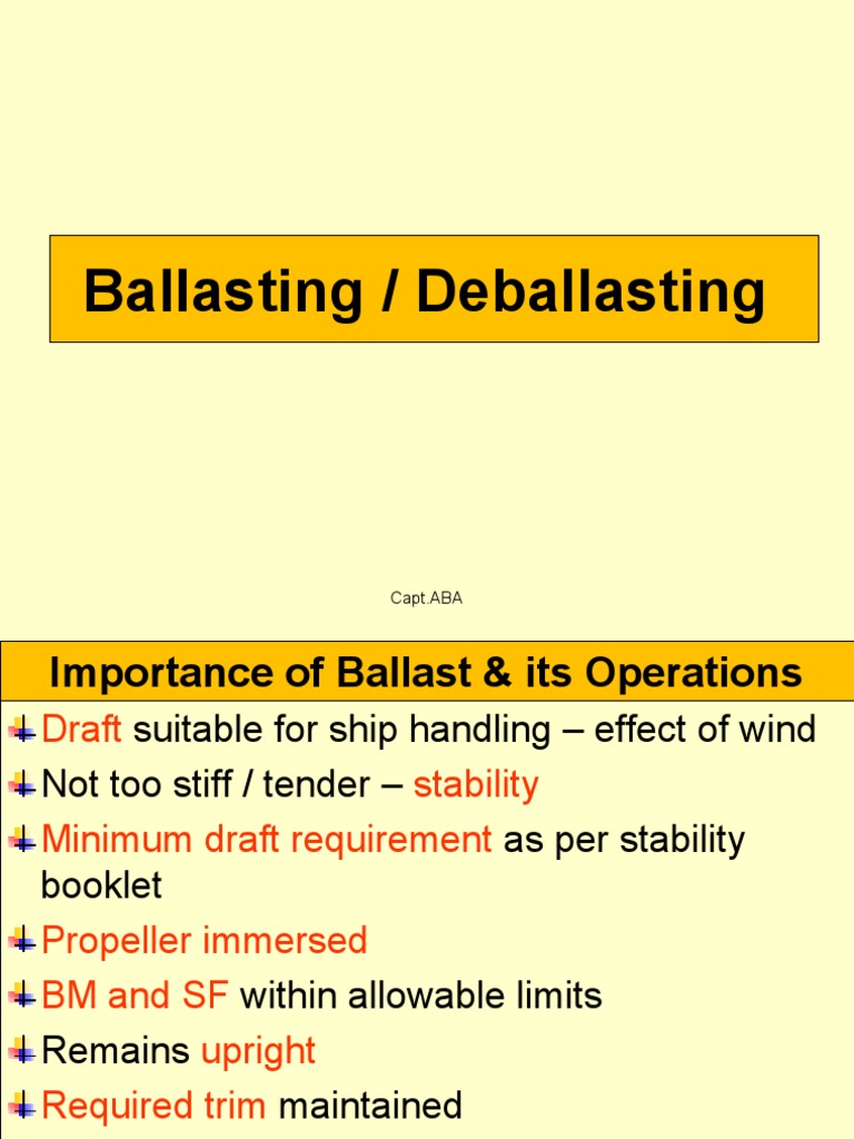 Ship Ballast Operations Guide | PDF | Pump | Valve