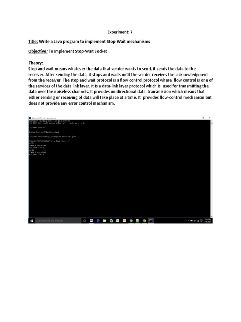 Title: Write A Java Program To Implement Stop-Wait Mechanisms Objective ...