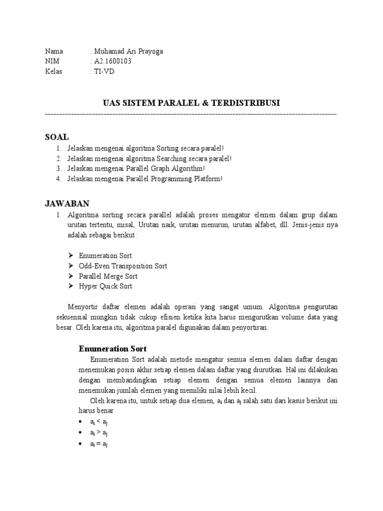 Uas Sistem Paralel Terdistribusi | PDF | Komputer