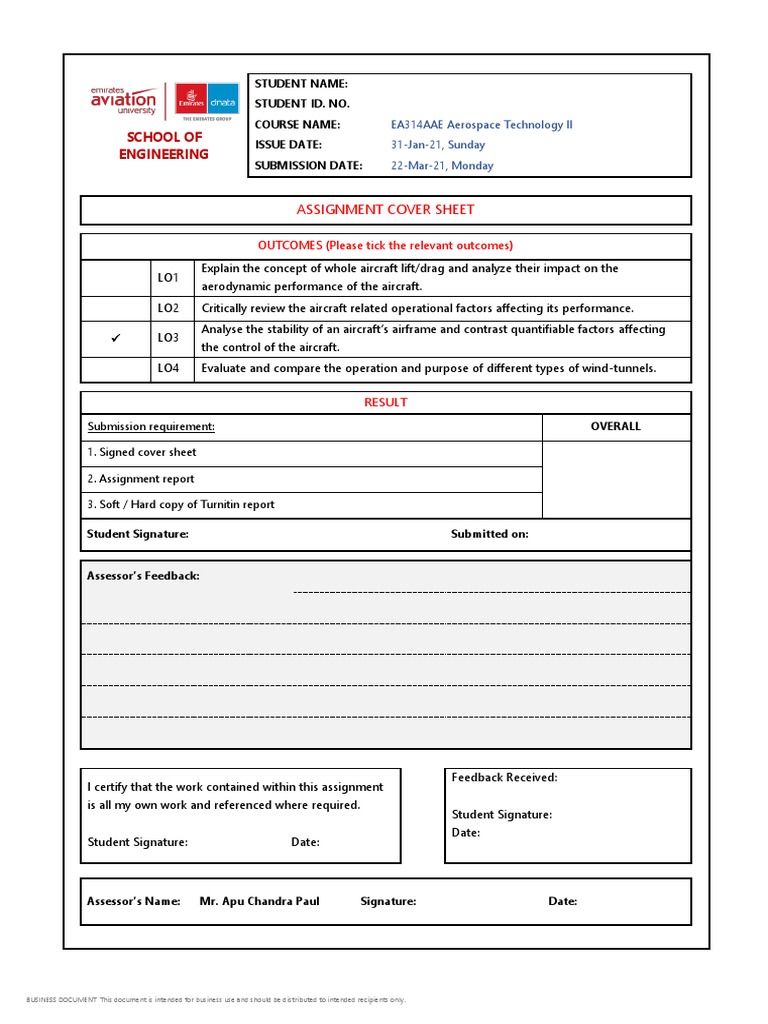 Aerospace Technology II Assignment: Stability and Control of Aircraft ...