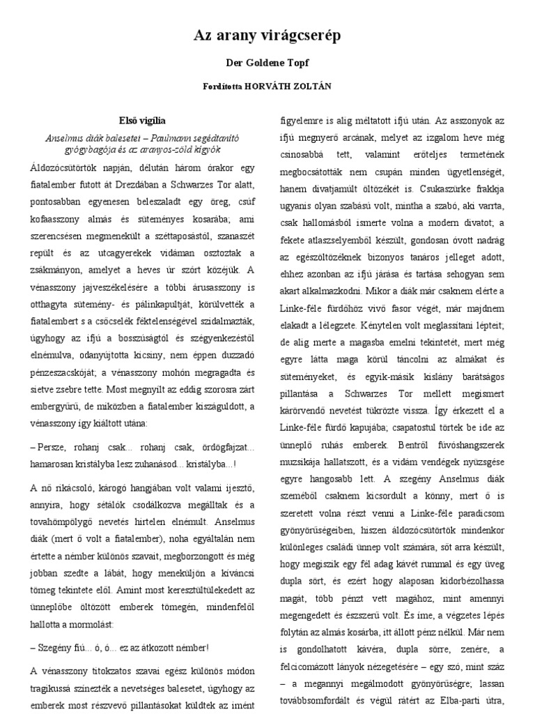 Az Arany Virágcserép | PDF