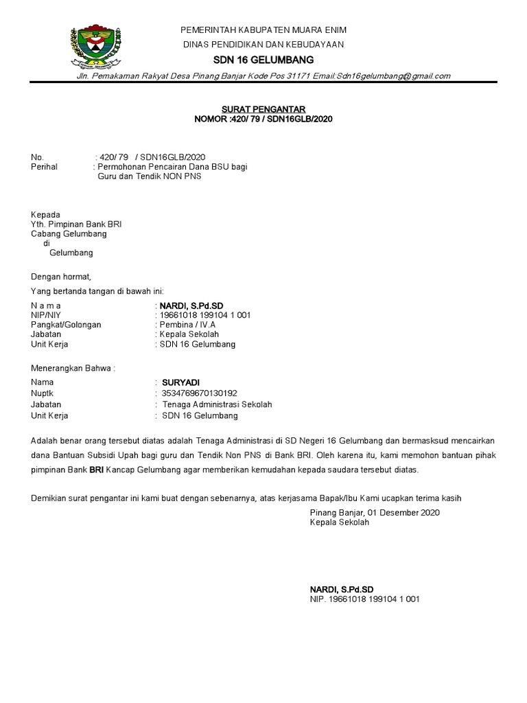 Surat Keterangan BSU | PDF