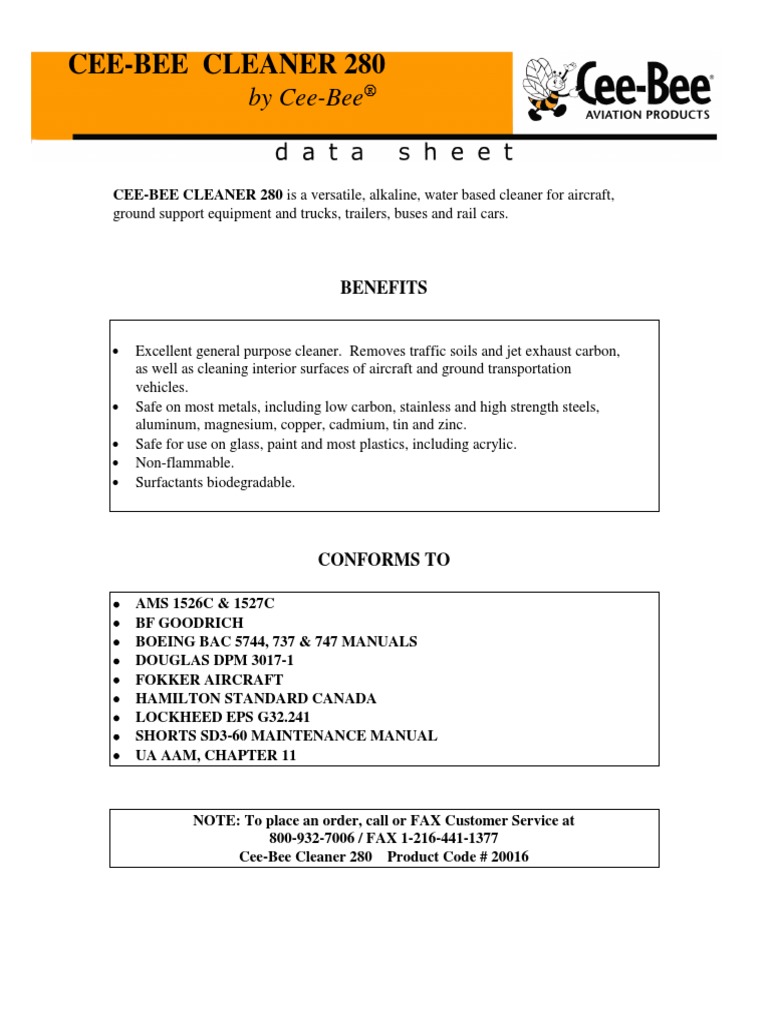 Cee Bee Cleaner 280 | PDF | Solution | Water