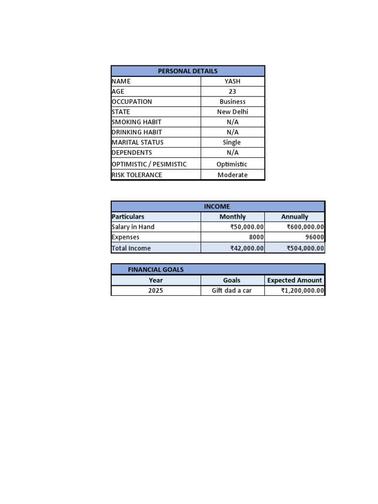 Financial Profiling Example | PDF | Mutual Funds | Risk