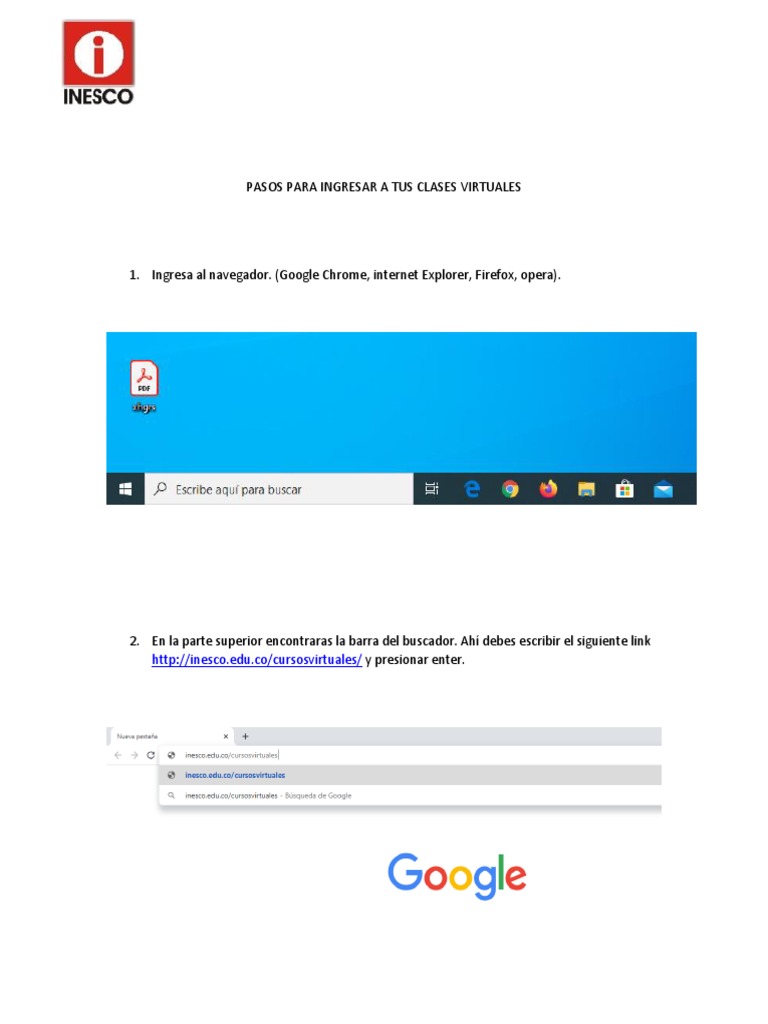 Acceso a Clases Virtuales Inesco Q10 | PDF | Contraseña | Software