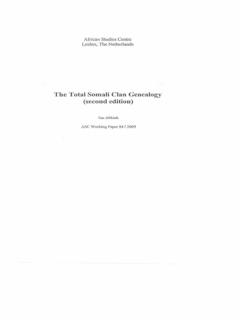 The Total Somali Clan Genealogy (Second Edition) : African Studies ...