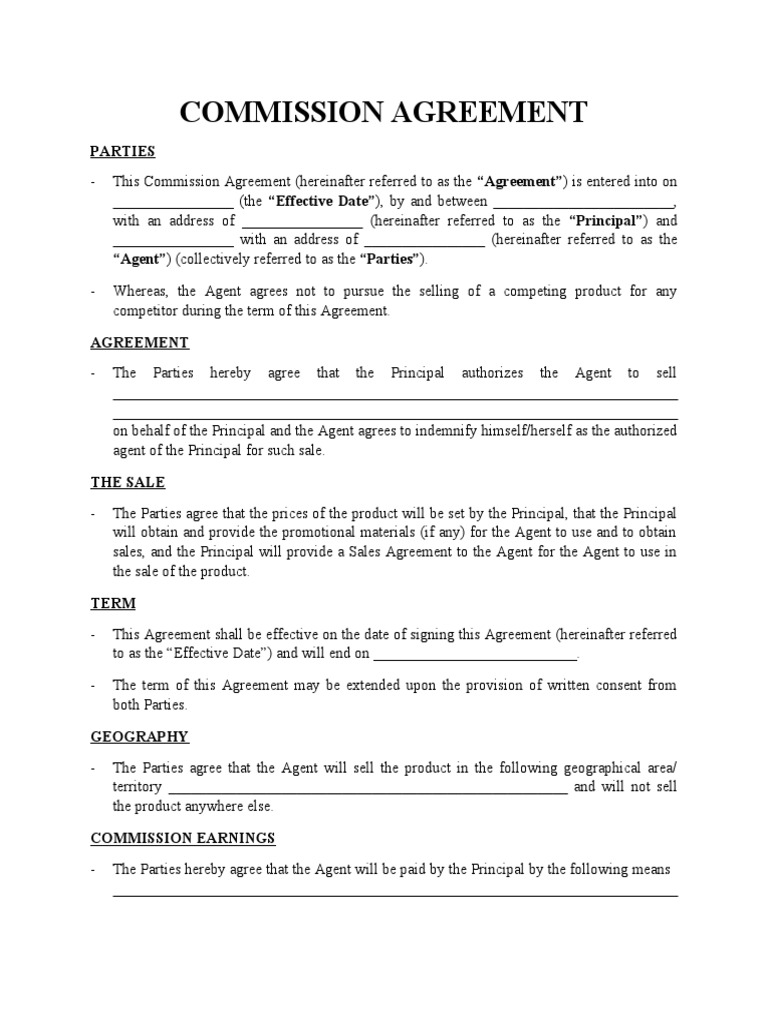 Commission Agreement Template Signaturely | PDF | Contract Law | Common Law