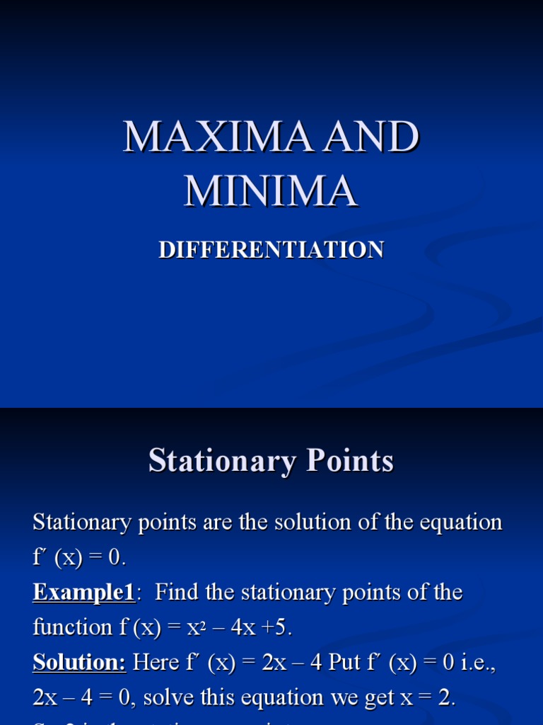 MAXIMA AND MINIMA | Mathematical Optimization | Mathematics Of Computing
