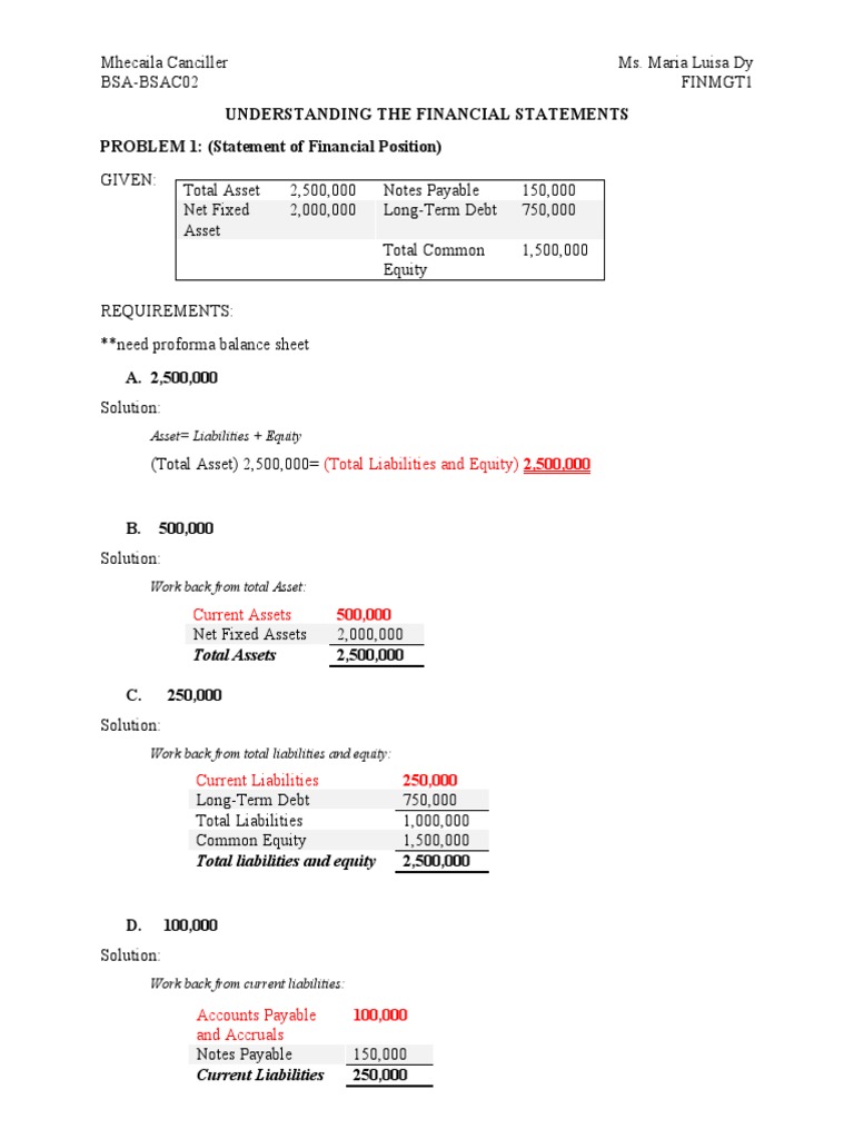 Assign 2 Chapter 5 Understanding The Financial Statements Prob 1 Answer ...