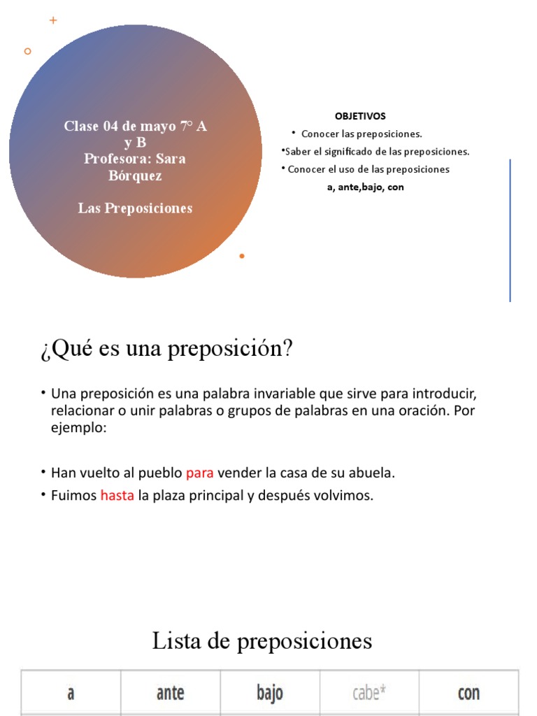 Clase 7 Preposiciones | PDF