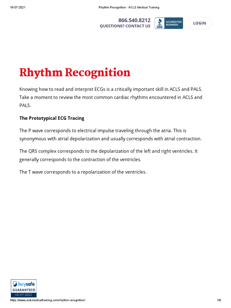 Rhythm Recognition - ACLS Medical Training 1 | PDF ...