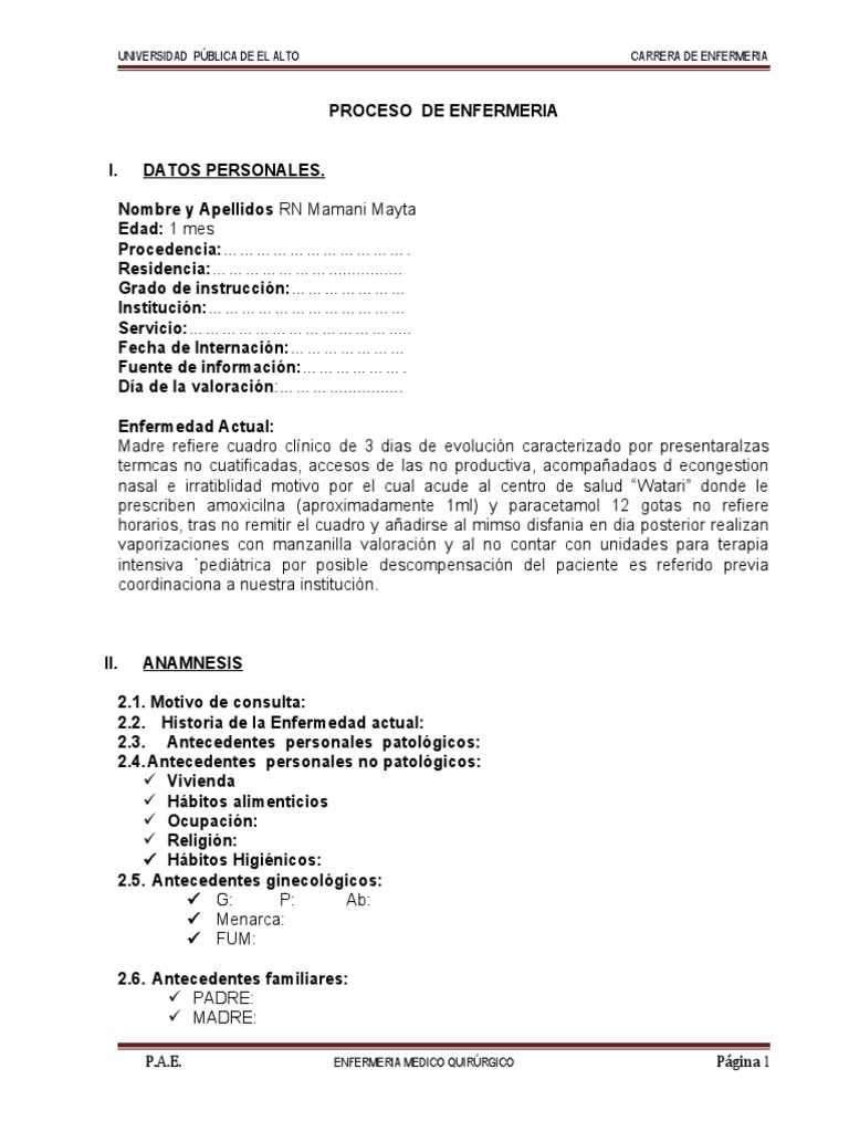 Formato Pae Pdf Diagnostico Medico Medicina Clinica