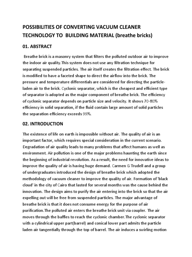 Possibilities of Converting Vacuum Cleaner Technology To Building ...