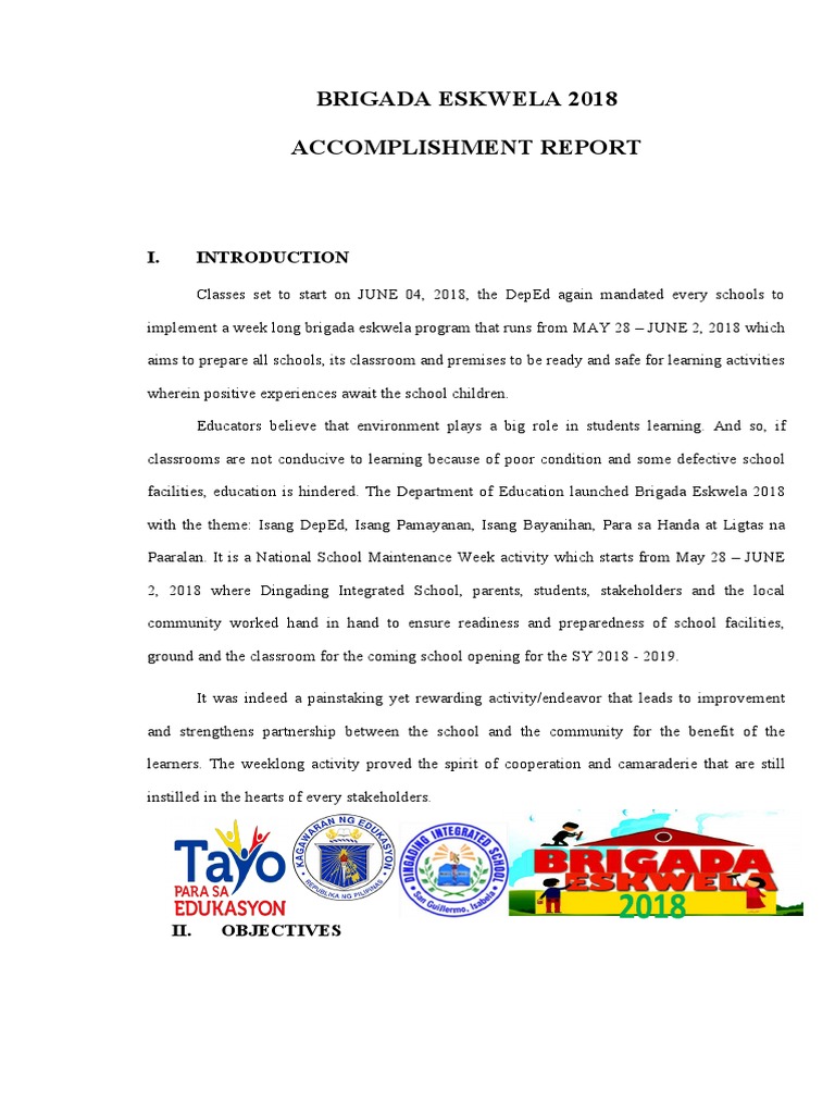 Be Accomplishment Report 2018 | PDF | Classroom | Further Education