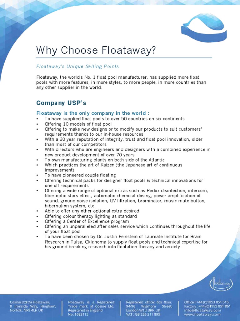 Why Choose Floataway?: Company USP's | PDF | Nature