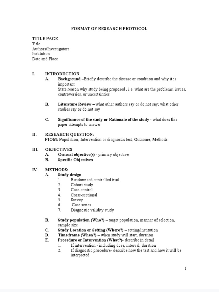 Format of Research Protocol | PDF | Randomized Controlled Trial ...