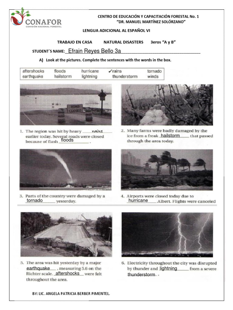 Workbook Natural Disasters | PDF