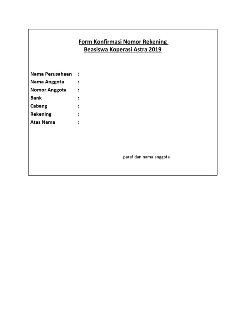 Template Rekening Bank | PDF