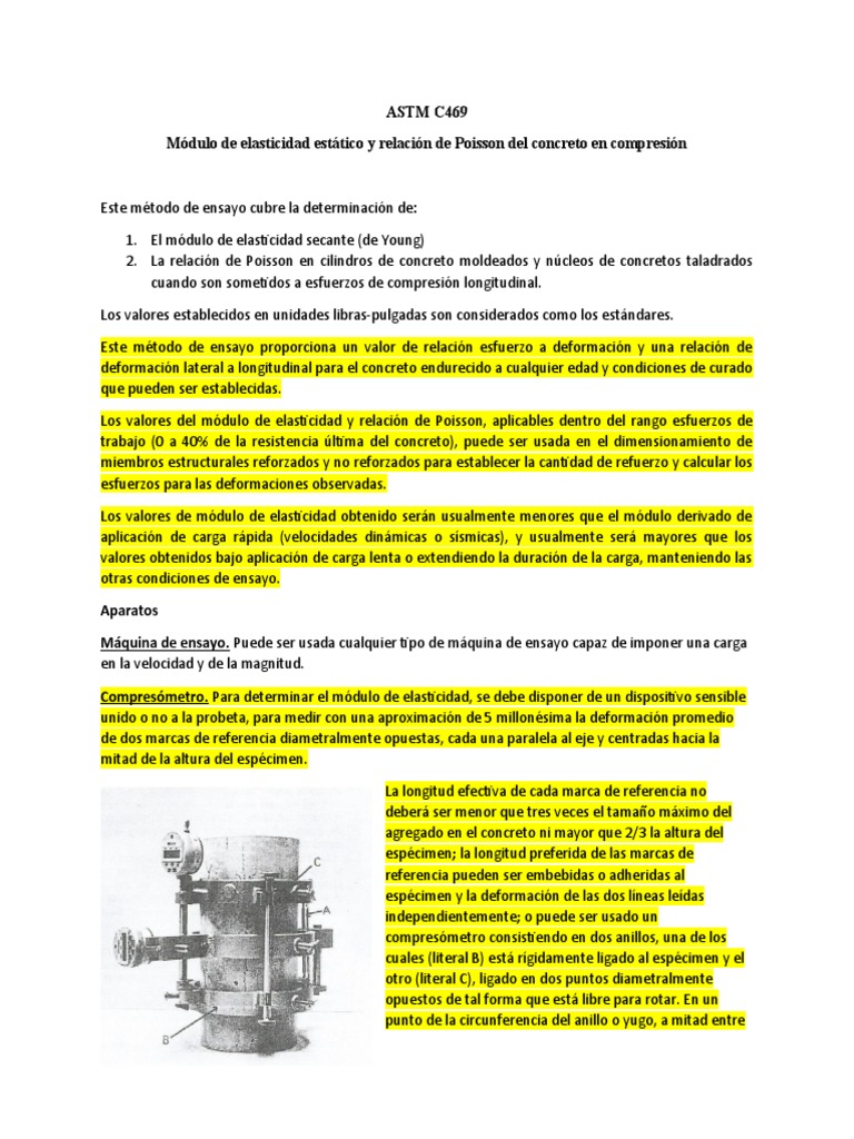 Astm C469 | Descargar gratis PDF | Elasticidad (Física) | Hormigón