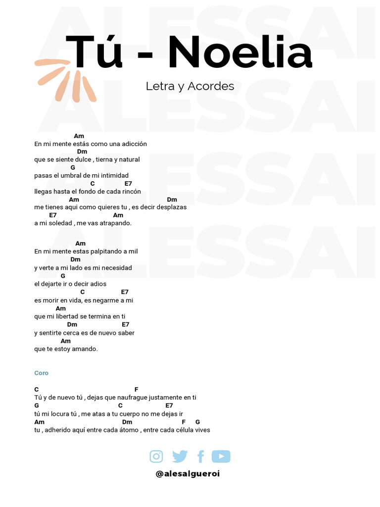 Tú - Noelía (Letra y Acordes Ukulele) | PDF | Ocio | Entretenimiento ...