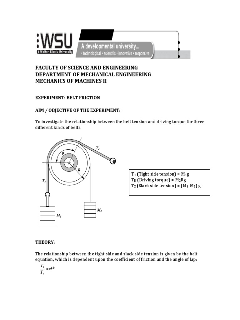 Belt Friction Experiment | PDF | Belt (Mechanical) | Tension (Physics)