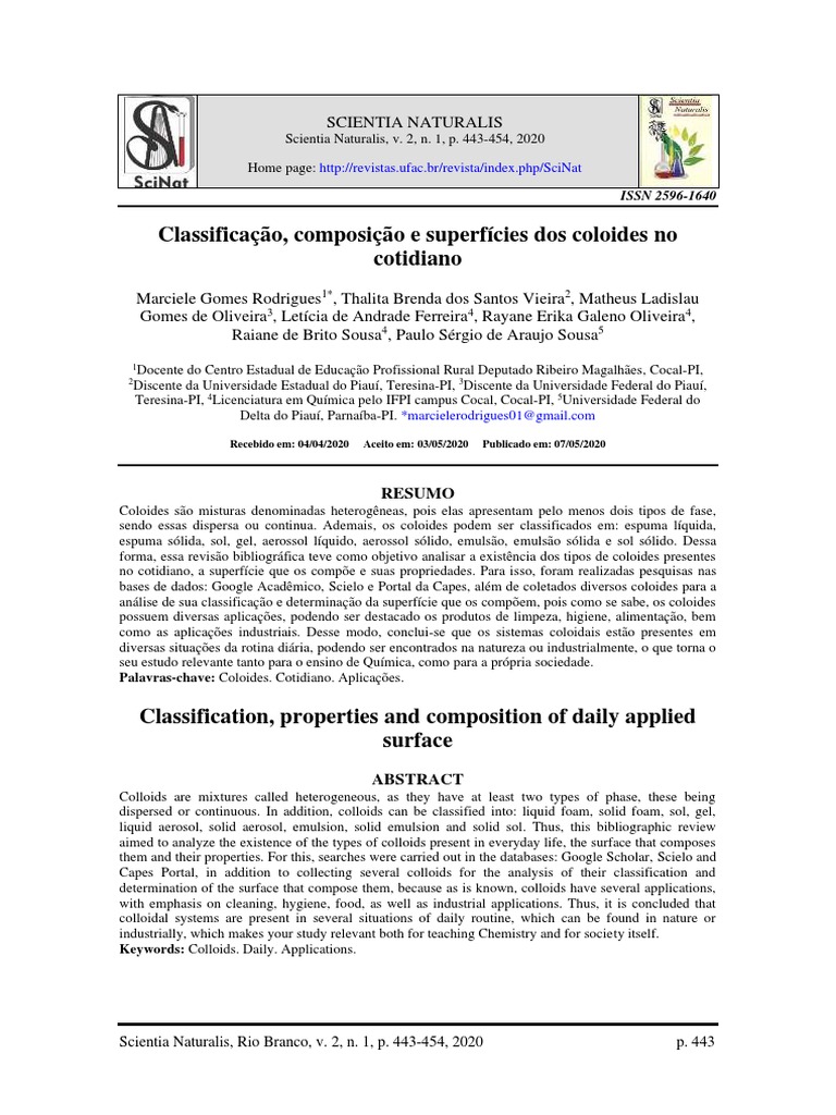 Classificação, Composição e Superfícies Dos Coloides No COTIDIANO | PDF ...