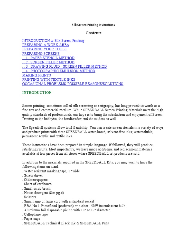 Silk Screen Printing Instructions | PDF