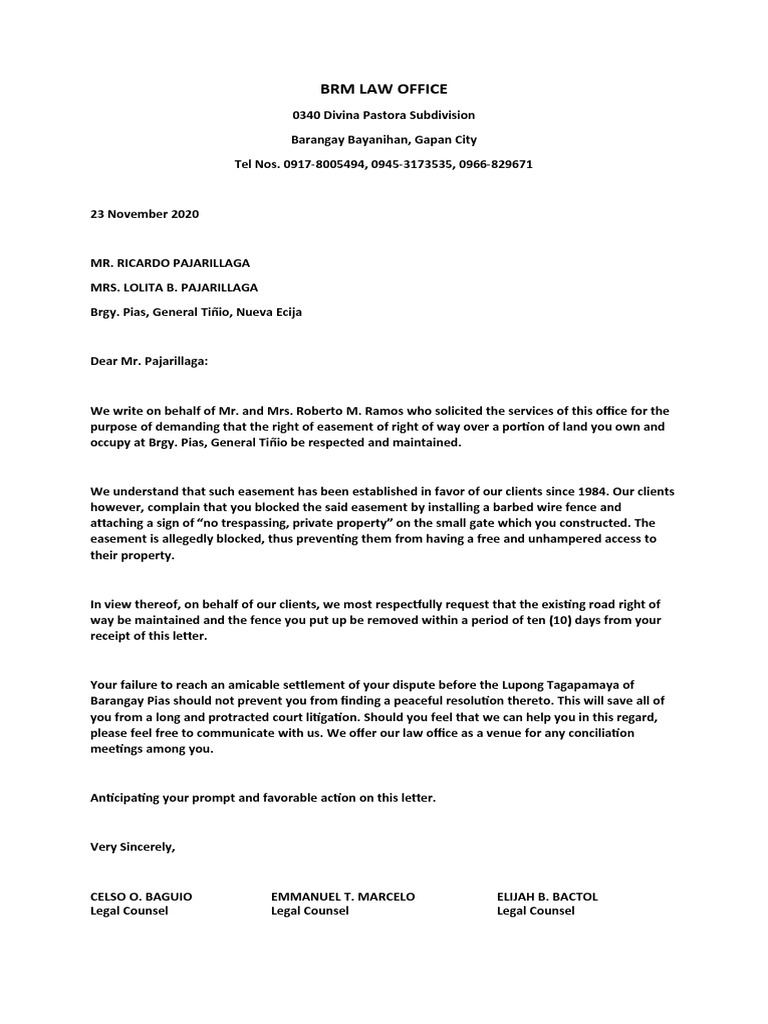 Demand Letter ROW | PDF