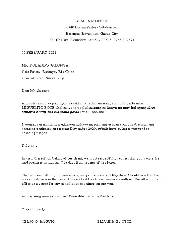 Demand Letter-Utang 2 | PDF