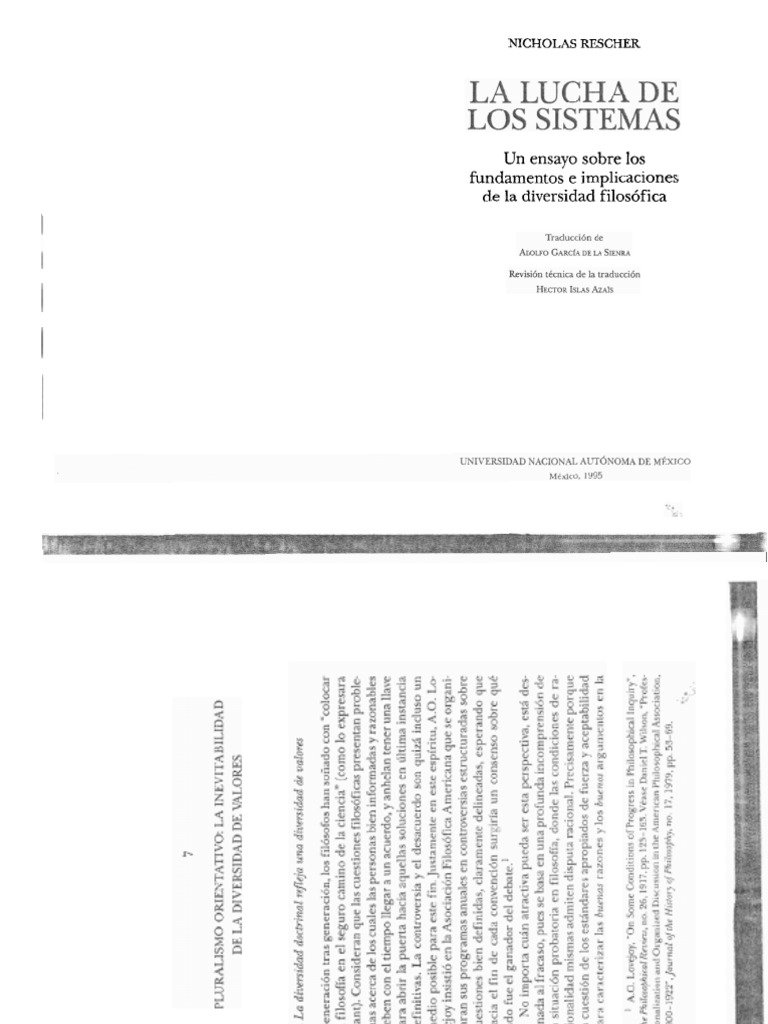 Rescher, Nicholas, La Lucha de Los Sistemas | PDF | Procesos mentales ... Rescher, Nicholas, La Lucha de Los Sistemas | PDF | Procesos mentales ...