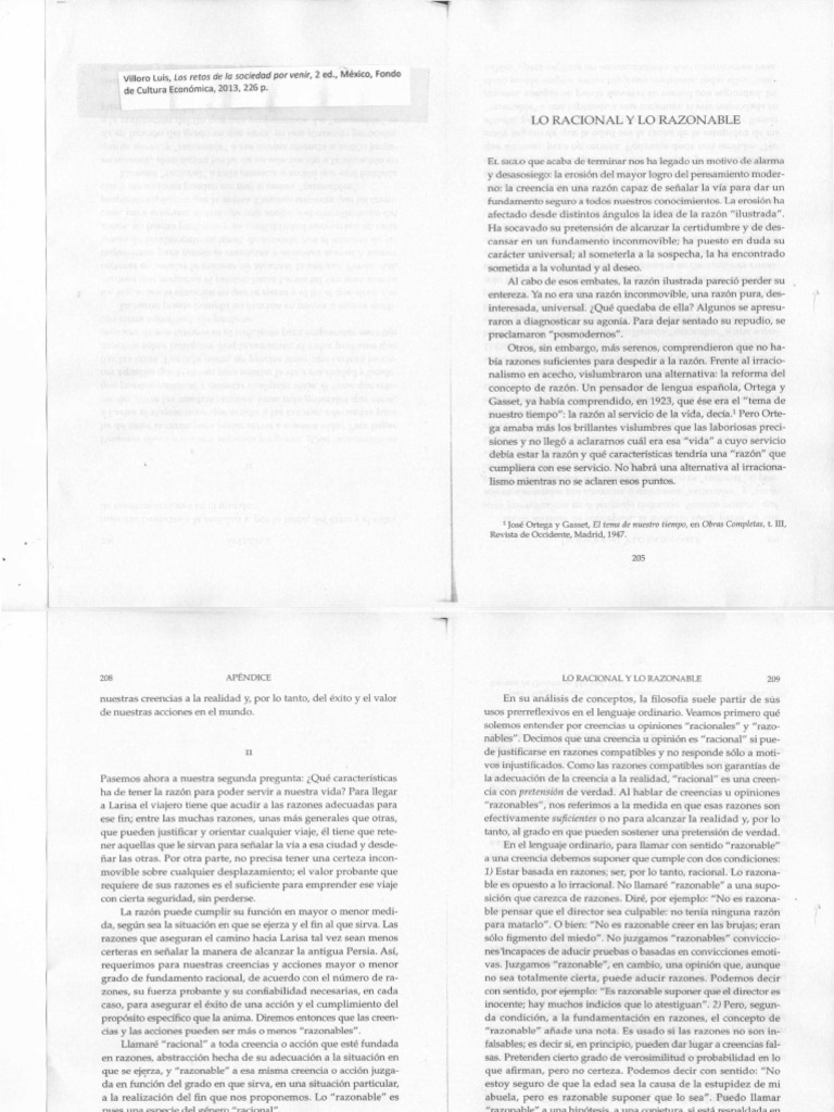 Villoro, Luis, Lo Racional y Lo Razonable | PDF | Racionalidad | Realidad