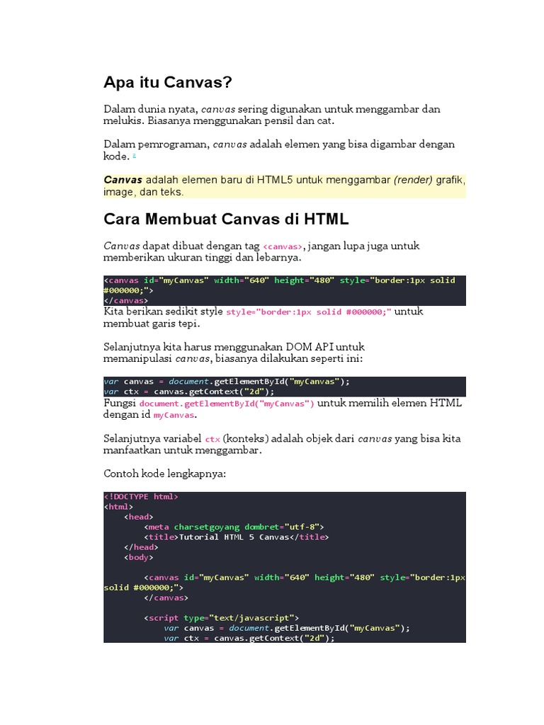 Panduan Lengkap Menggunakan Canvas HTML5 | PDF | Teknologi & Rekayasa