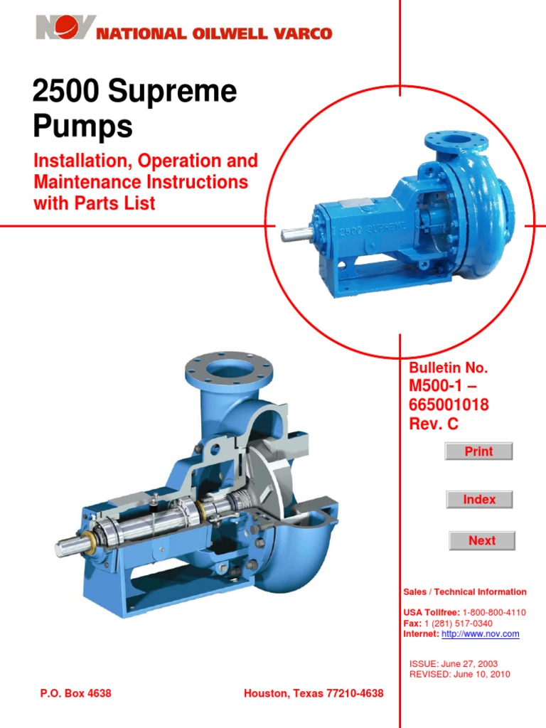 2500 Supreme Pumps: Installation, Operation and Maintenance Instructions With Parts List | PDF ...