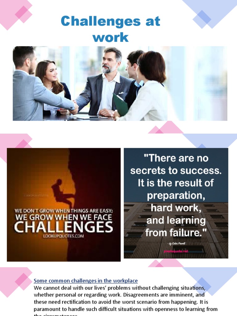 Challenges at Work Presentation and Exercises | PDF