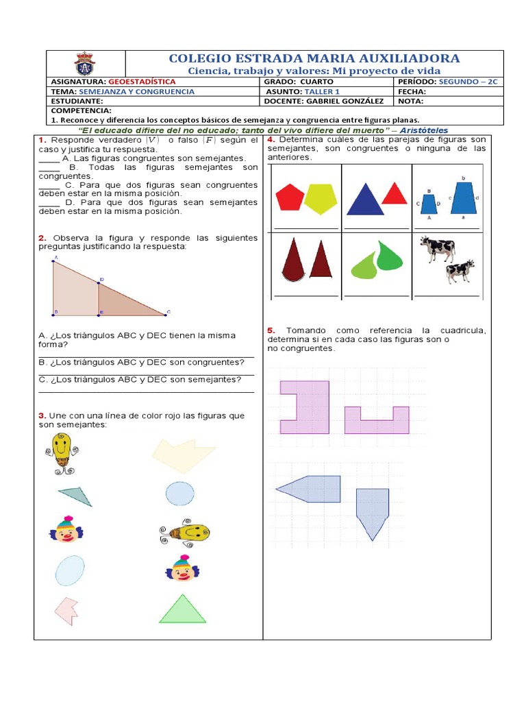Conceptos básicos de semejanza y congruencia | PDF | Triángulo | Geometría euclidiana