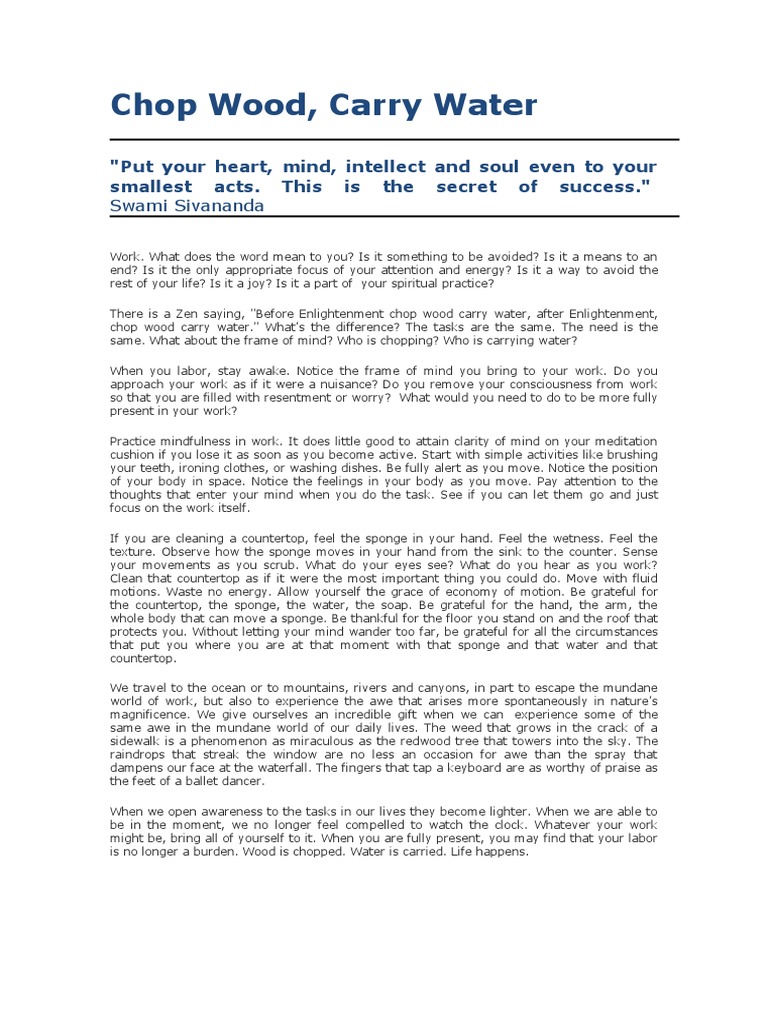 Chop Wood Carry Water Pdf Spirituality Religious Behaviour And
