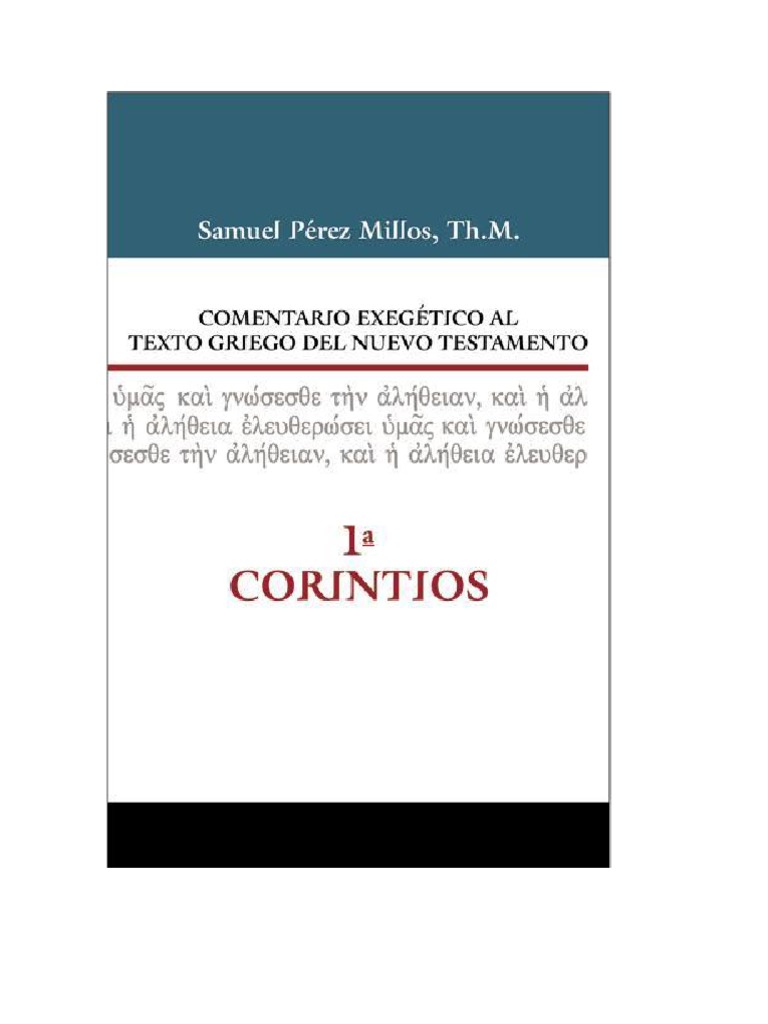 Comentario Exegético 1a Corintios - Samuel Pérez Millos | PDF | Corinto antiguo | Pablo el apóstol