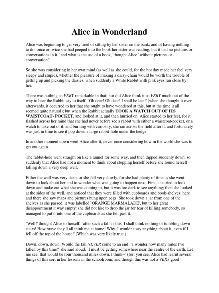 Alice in Wonderland | PDF | Nature