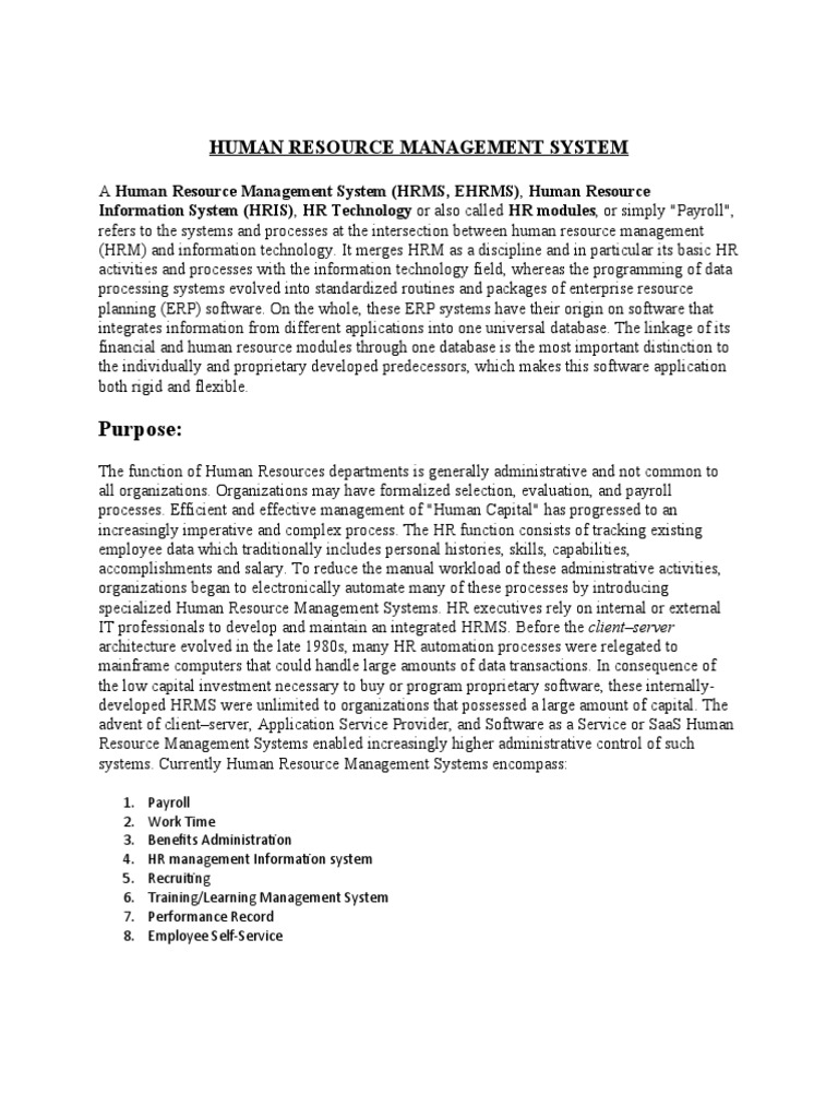 Human Resource Management System | PDF | Employment | Human Resource ...