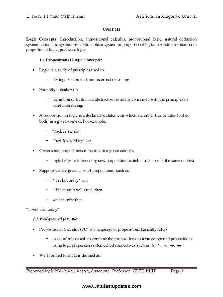 Ai R16 - Unit-3 | PDF | Interpretation (Logic) | Logic