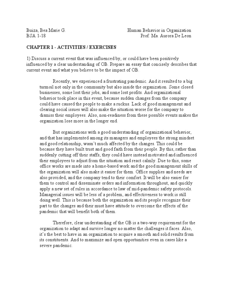 Chap1 Exercises Hbo | PDF | Organizational Behavior | Microsoft