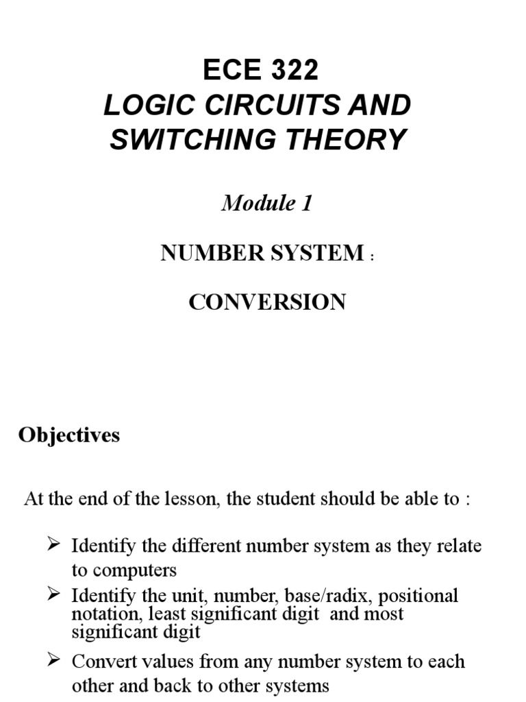 Logic Circuits and Switching Theory: Number System Conversion | PDF ...