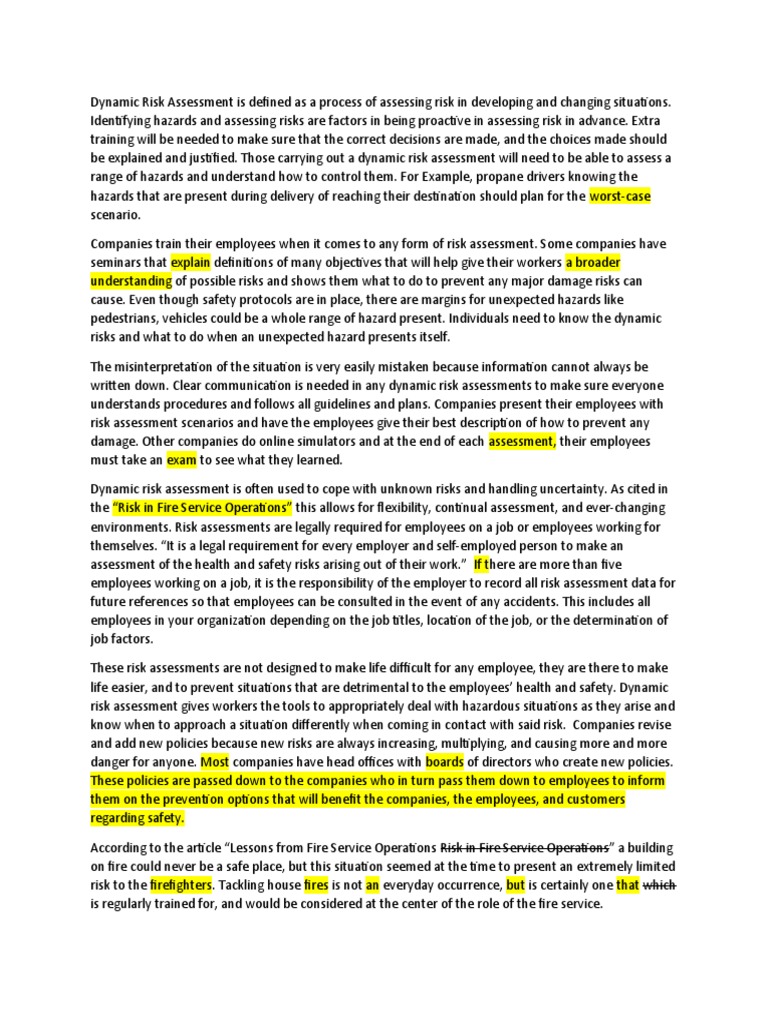 Dynamic Risk Assessment (Revised) | PDF | Risk Assessment | Risk