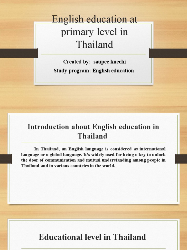 English Education in Thai Primary Schools | PDF | Curriculum ...