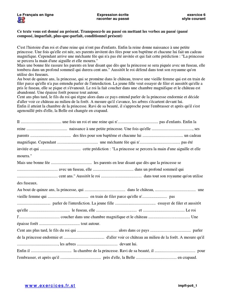 Raconter au passé : exercice de verbe | PDF | Fées
