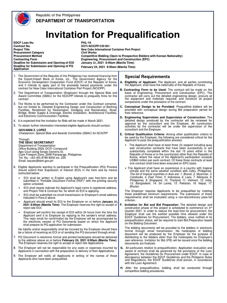 Invitation For Prequalification-NCICPP | PDF | Procurement | Business